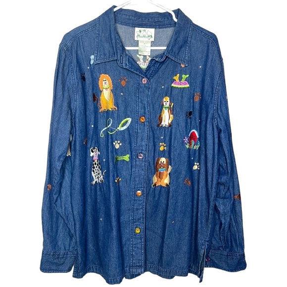 Vintage | Tops | Vintage The Quaker Factory Denim Button Shacket With ...